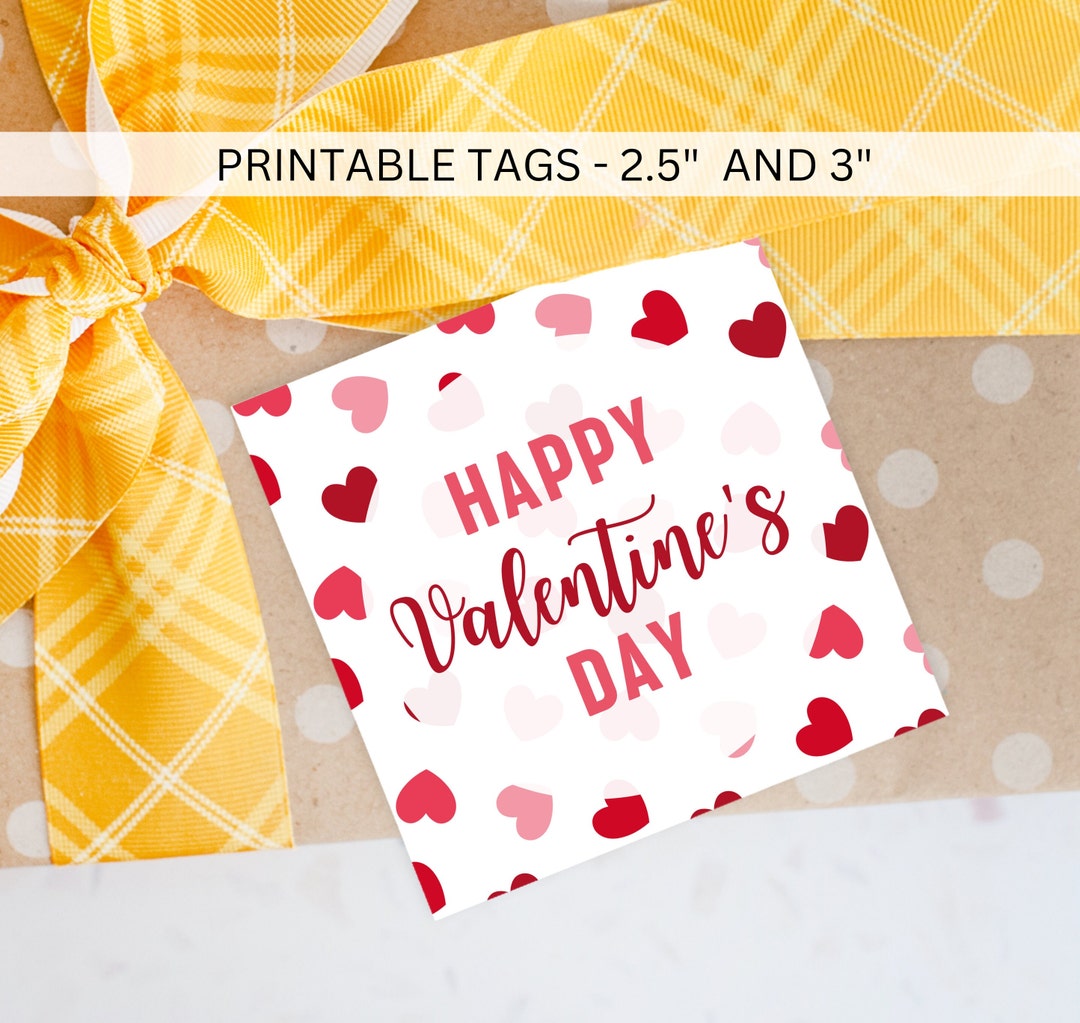 Valentine Cookie Tag Printable, Happy Valentine's Day Hearts Treat ...