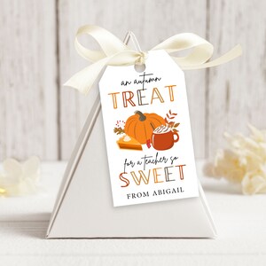 Fall Teacher Tag Coffee Pumpkin Spice Latte Editable, Autumn PTO Staff ...