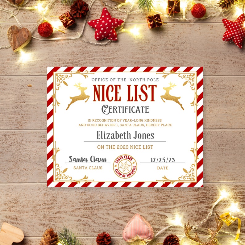 Nice List Certificate From Santa Claus Editable, Official Office of the ...