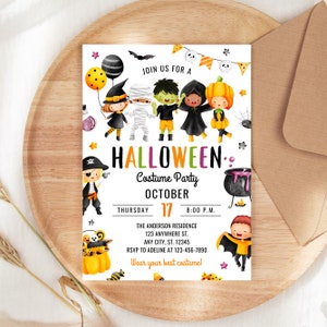 Kids Halloween Costume Party Invitation Editable, Printable Kids ...