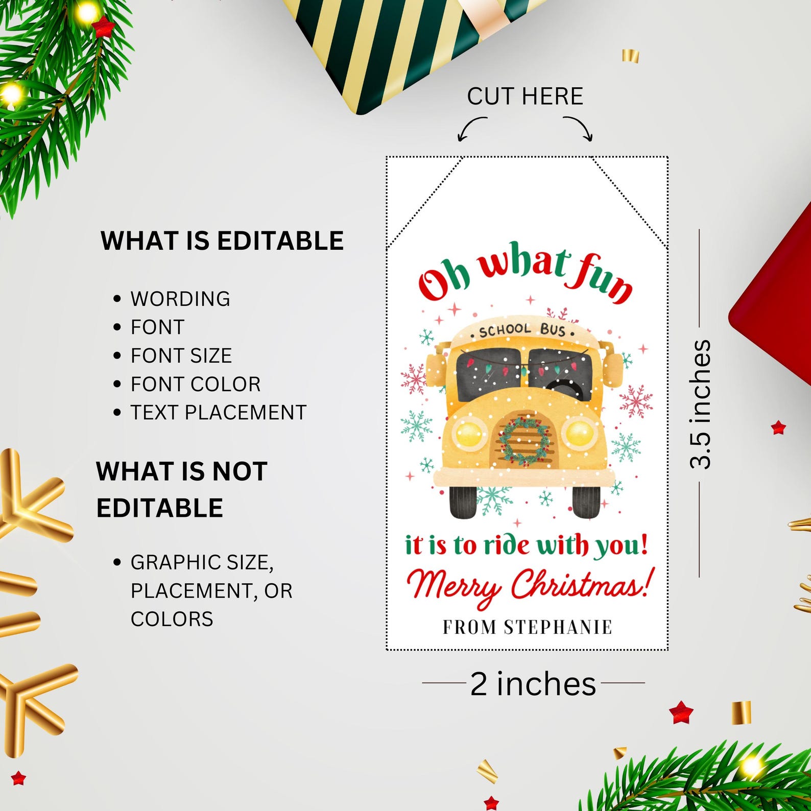 Editable Christmas School Bus Driver Gift Tag: Printable Appreciation ...