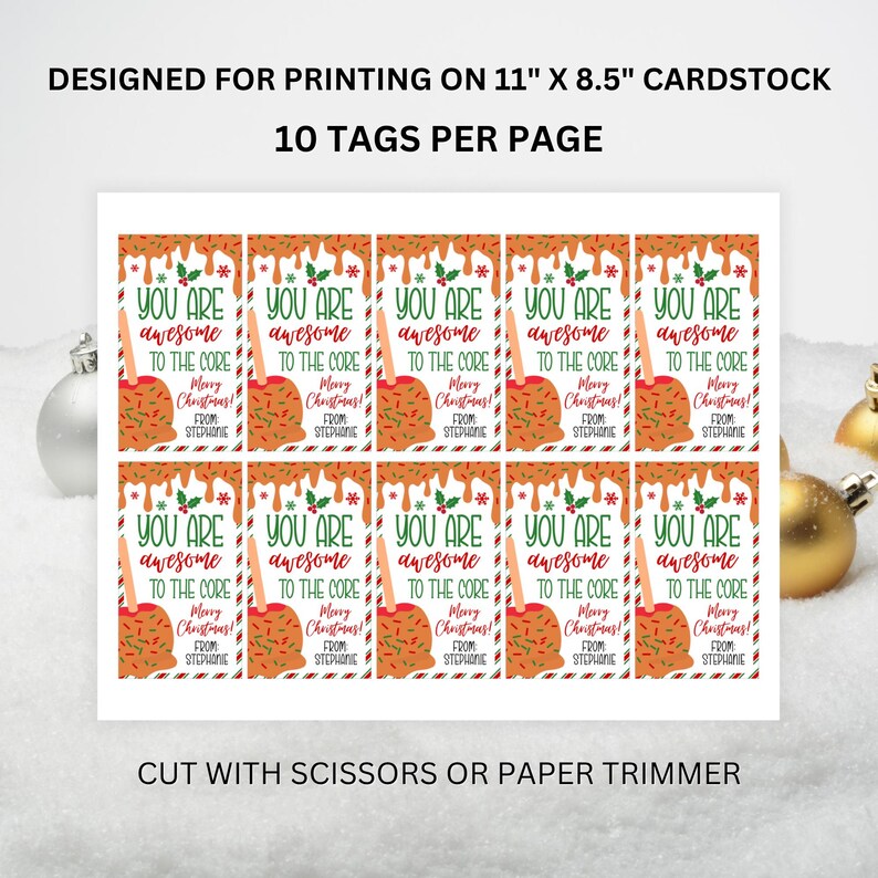 Caramel Apple Gift Tag Editable, Printable Candy Apple Holiday Teacher ...