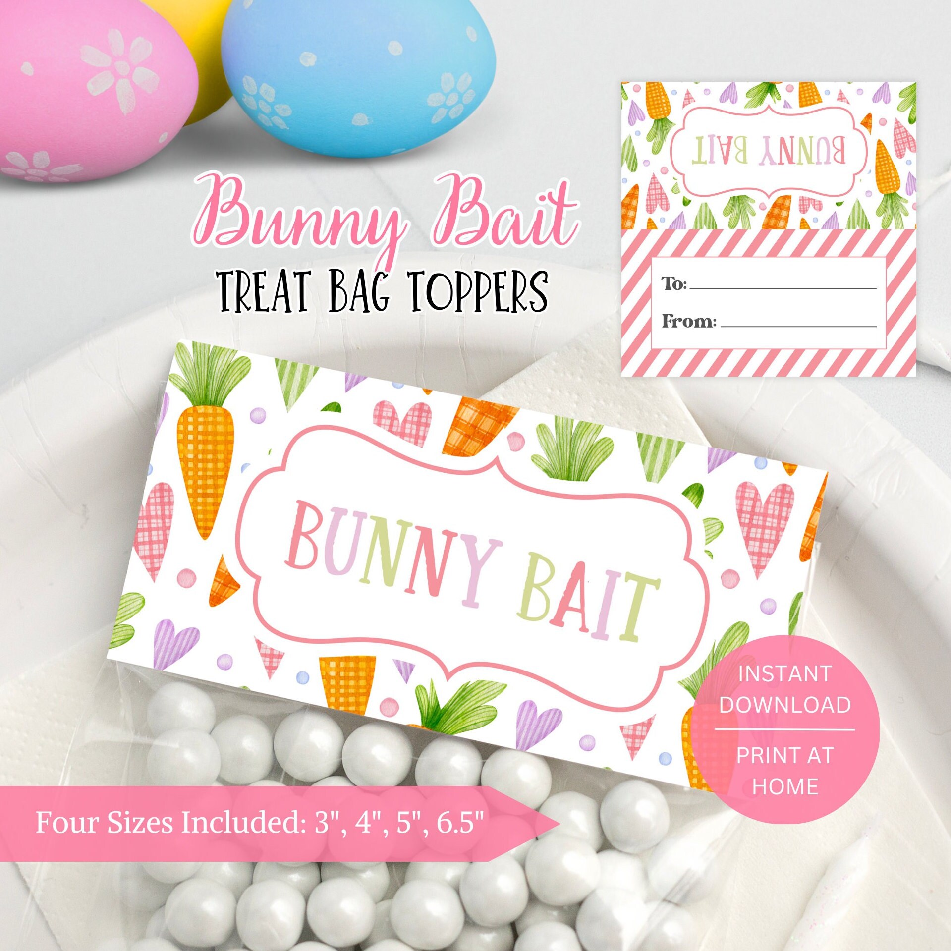 Bunny Bait Printable Bag Topper, Easter Rabbit Cookie Candy Goodie Bag ...