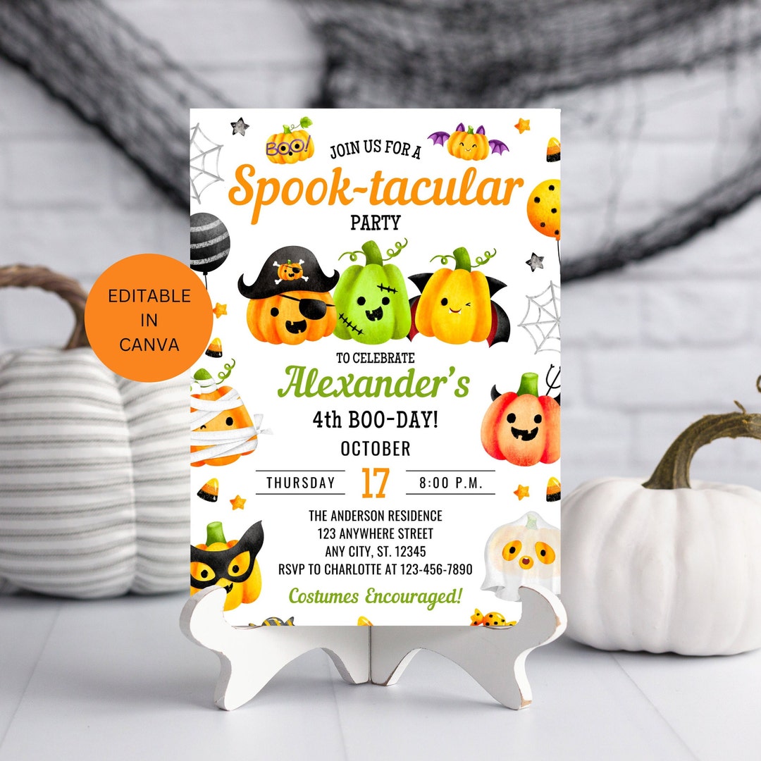 Kids Birthday Halloween Party Invitation Editable Template, Boy ...
