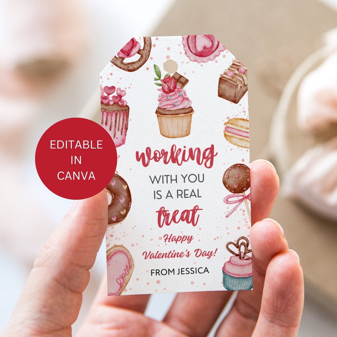 Coworker Valentine Gift Tag Editable, Happy Valentine's Day Treat Tag ...