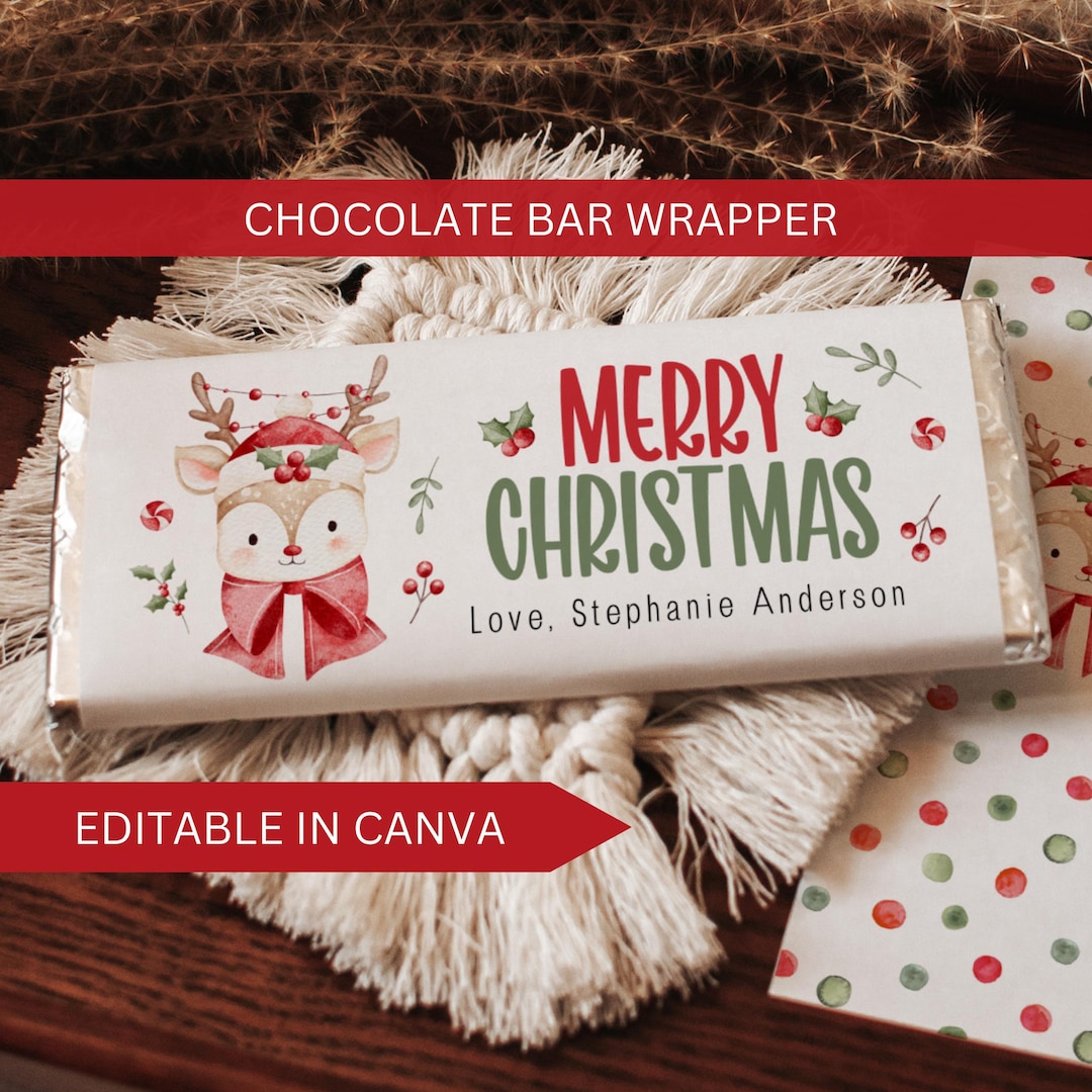 Printable Merry Christmas Chocolate Bar Wrapper: Editable Kids Holiday ...