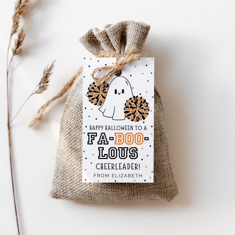 Cheerleader Tag Halloween Editable, Faboolous Ghost Printable Favor ...