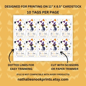 Editable Halloween Favor Tag Printable, Happy Halloween Black Cat Party ...