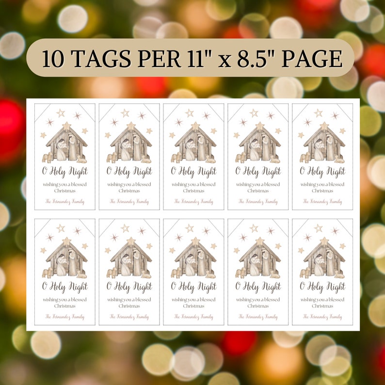 Nativity Christmas Tags Editable, Oh Holy Night Gift Label Printable ...