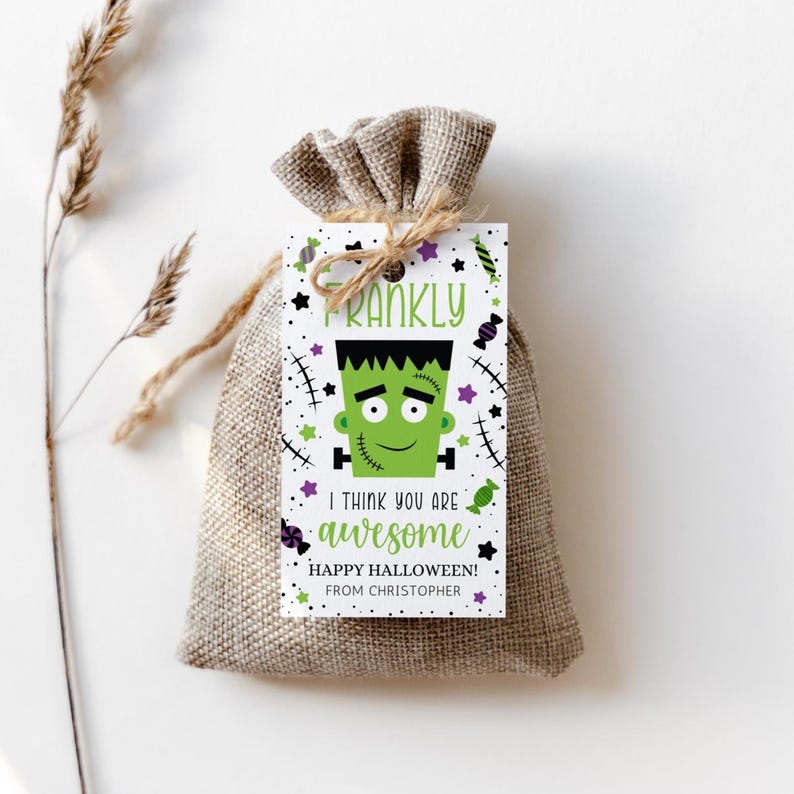Frankenstein Tag Editable, Boy Halloween Tag Printable, Classroom ...