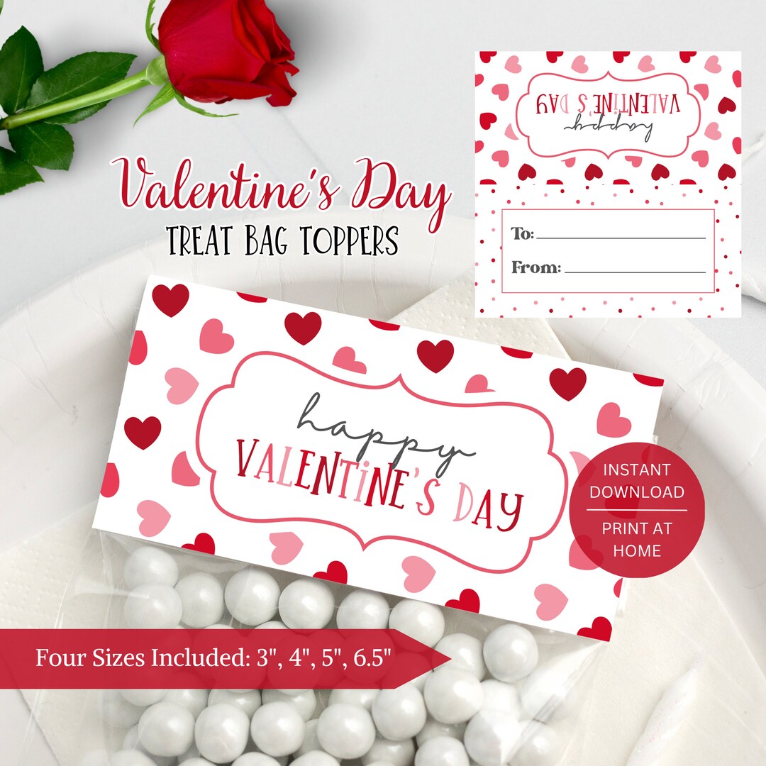 Valentine's Day Toppers Printable, Class Gift Hearts Cookie Treats ...