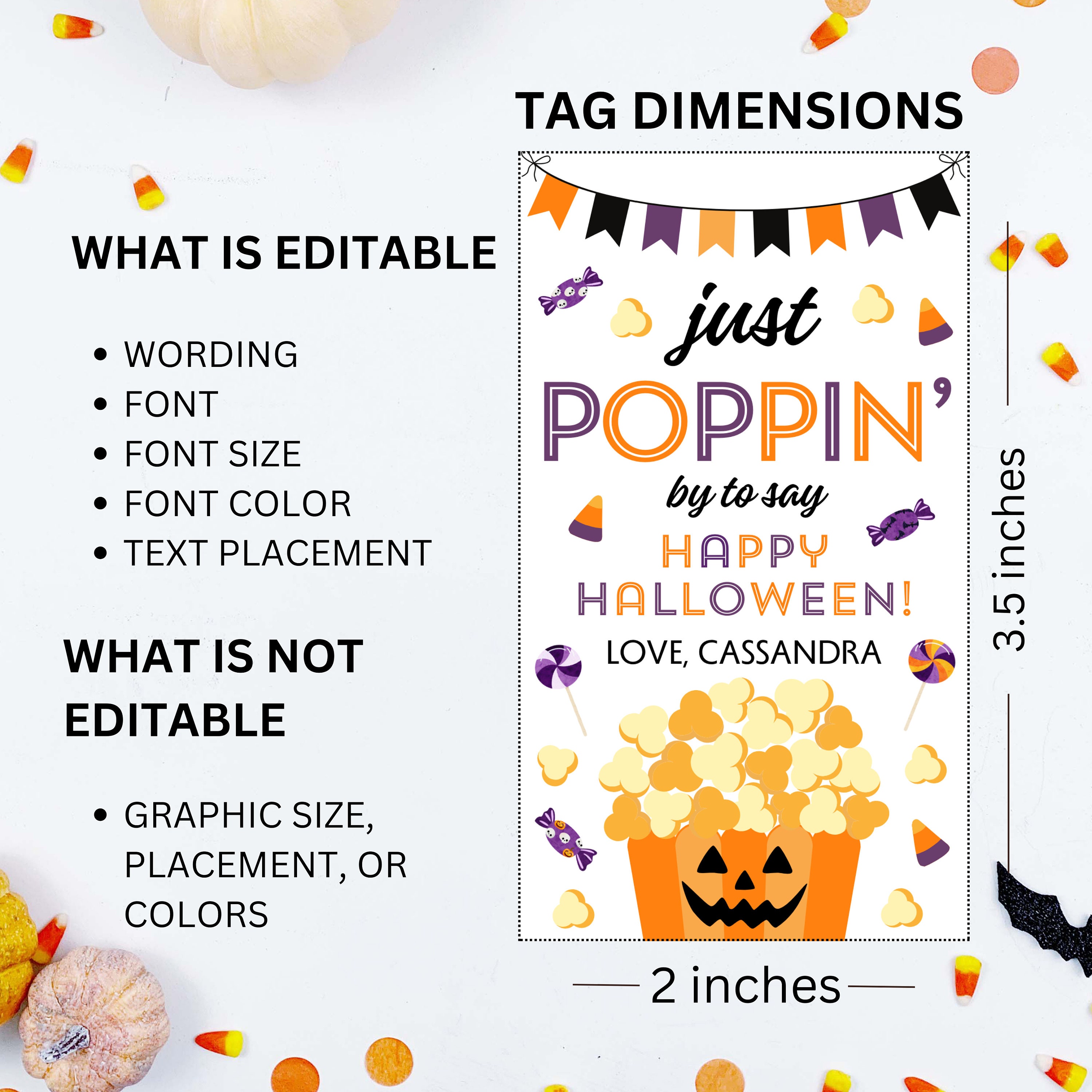 Popcorn Tags Halloween Editable, Happy Halloween Printable Coworker ...