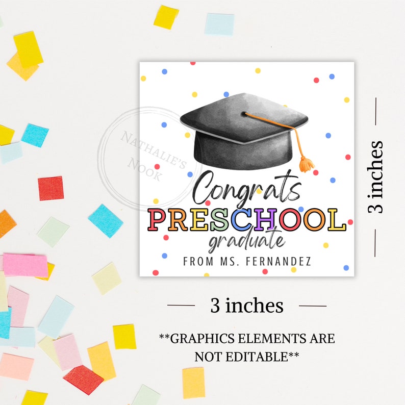 Preschool Graduation Gift Tag Editable, Congrats Graduate Teacher ...