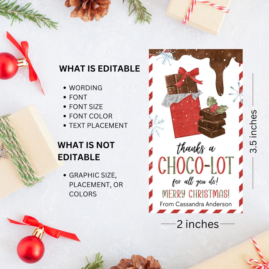 Christmas Chocolate Gift Tag Editable, Dubai Candy Bar Staff ...