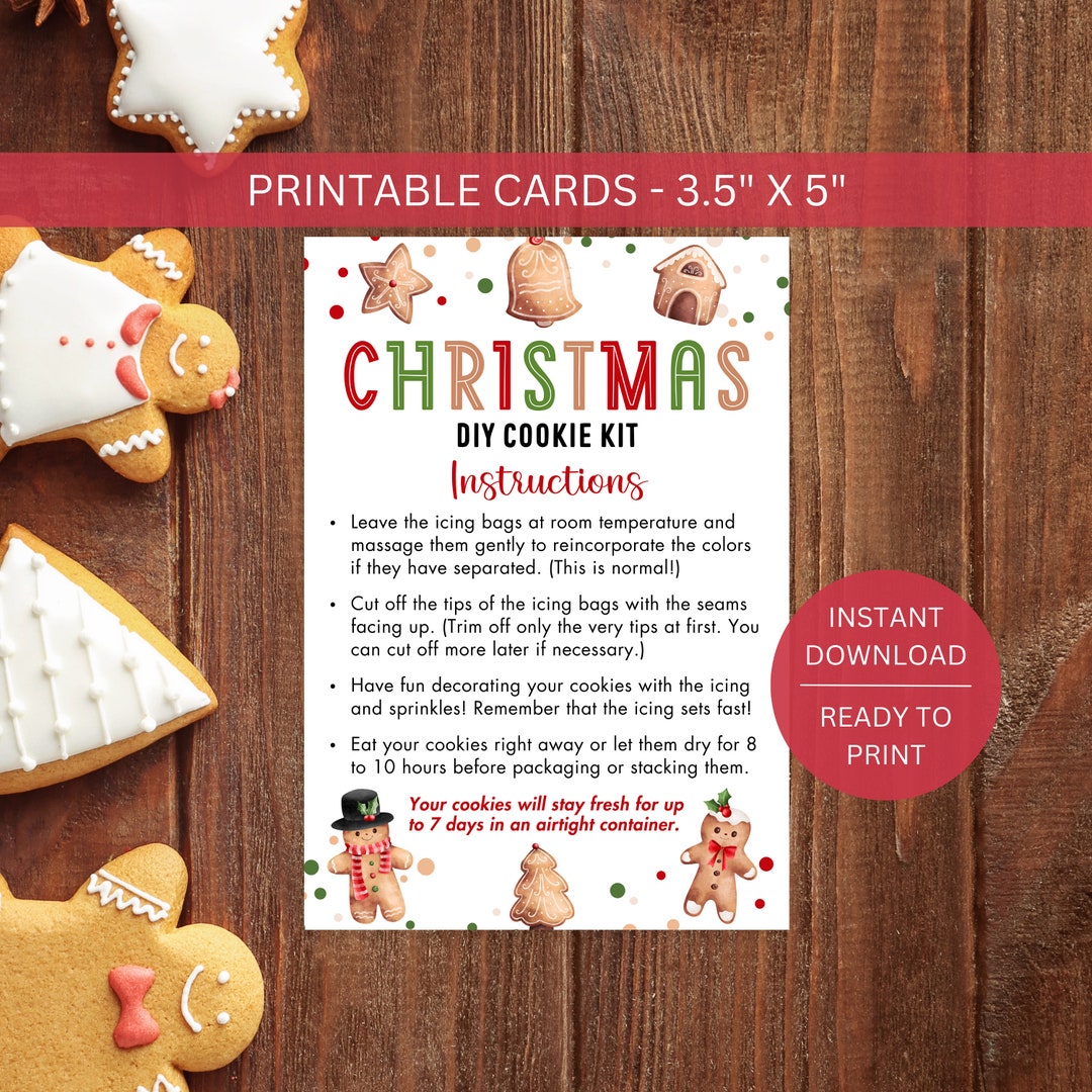Christmas DIY Cookie Kit Instructions Card Printable, Do It Yourself ...
