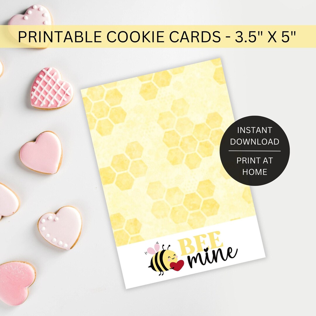 Bee Mine Cookie Card Mini Box Backer Printable, Downloadable Pink ...