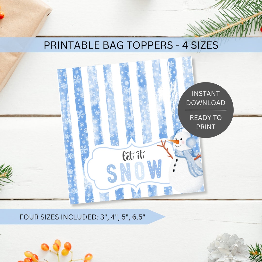 Let It Snow Christmas Snowflake Cookie Bag Topper, Winter Snowman Kids ...