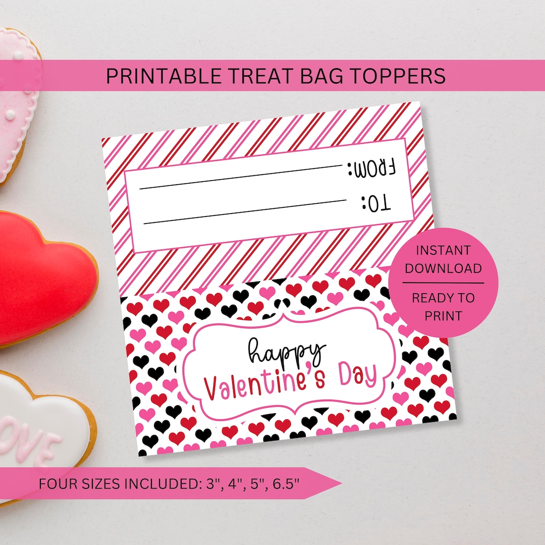 Happy Valentine's Day Toppers Printable, Class Gift Hearts Cookie ...