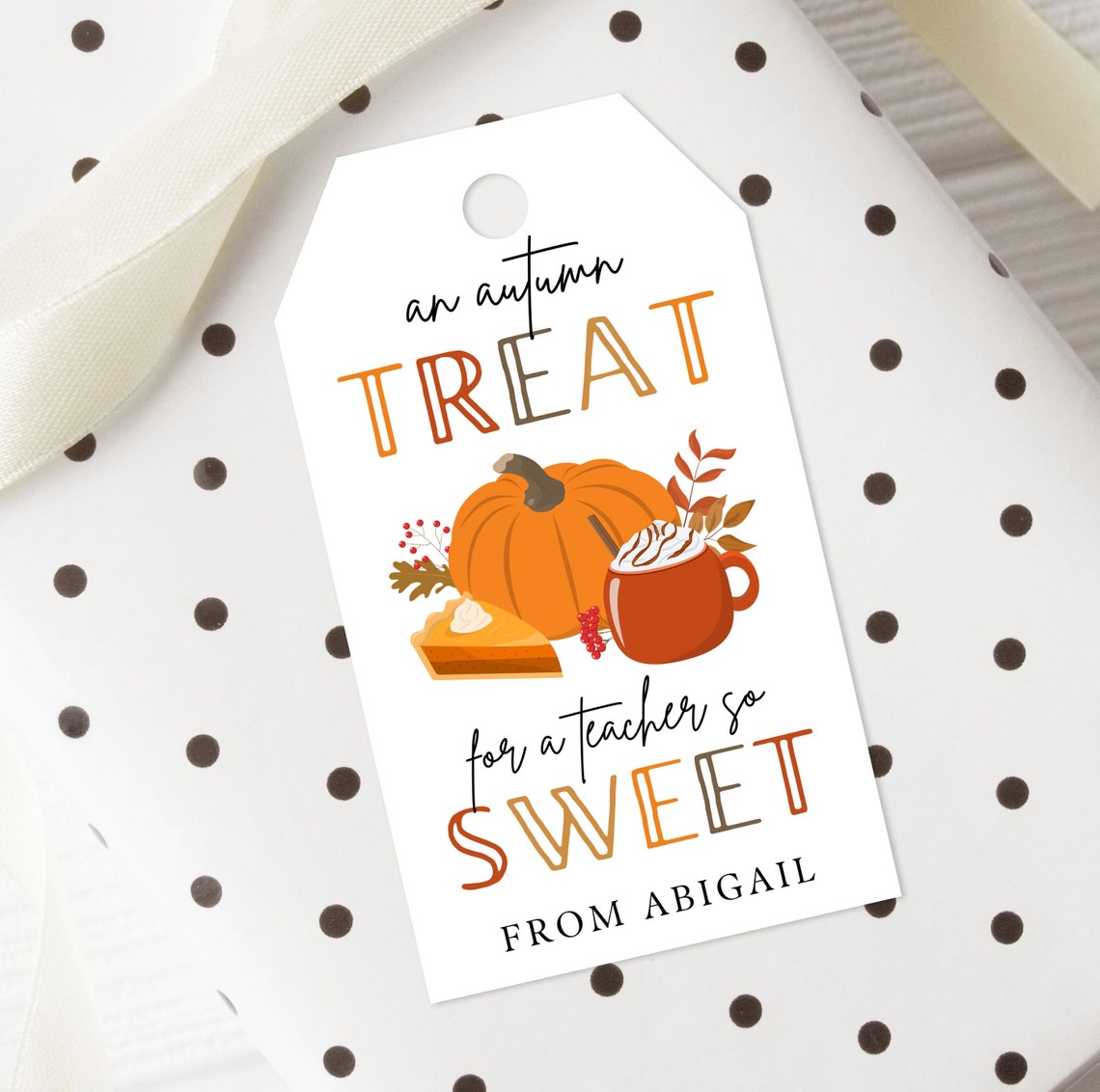 Fall Teacher Tag Coffee Pumpkin Spice Latte Editable, Autumn PTO Staff ...