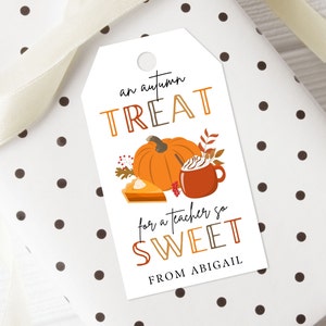 Fall Teacher Tag Coffee Pumpkin Spice Latte Editable, Autumn PTO Staff ...