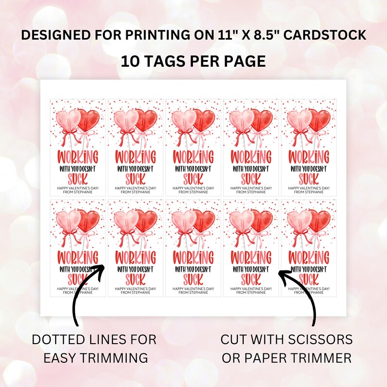 Editable Funny Coworker Valentine's Day Gift Tag: Lollipop Candy Staff ...