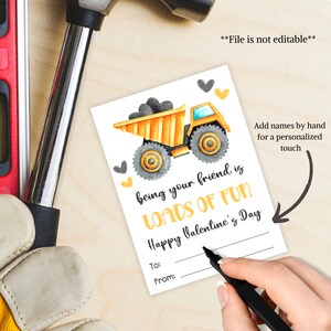Construction Valentine Cards Printable for Kids, I Dig You Truck Boy ...
