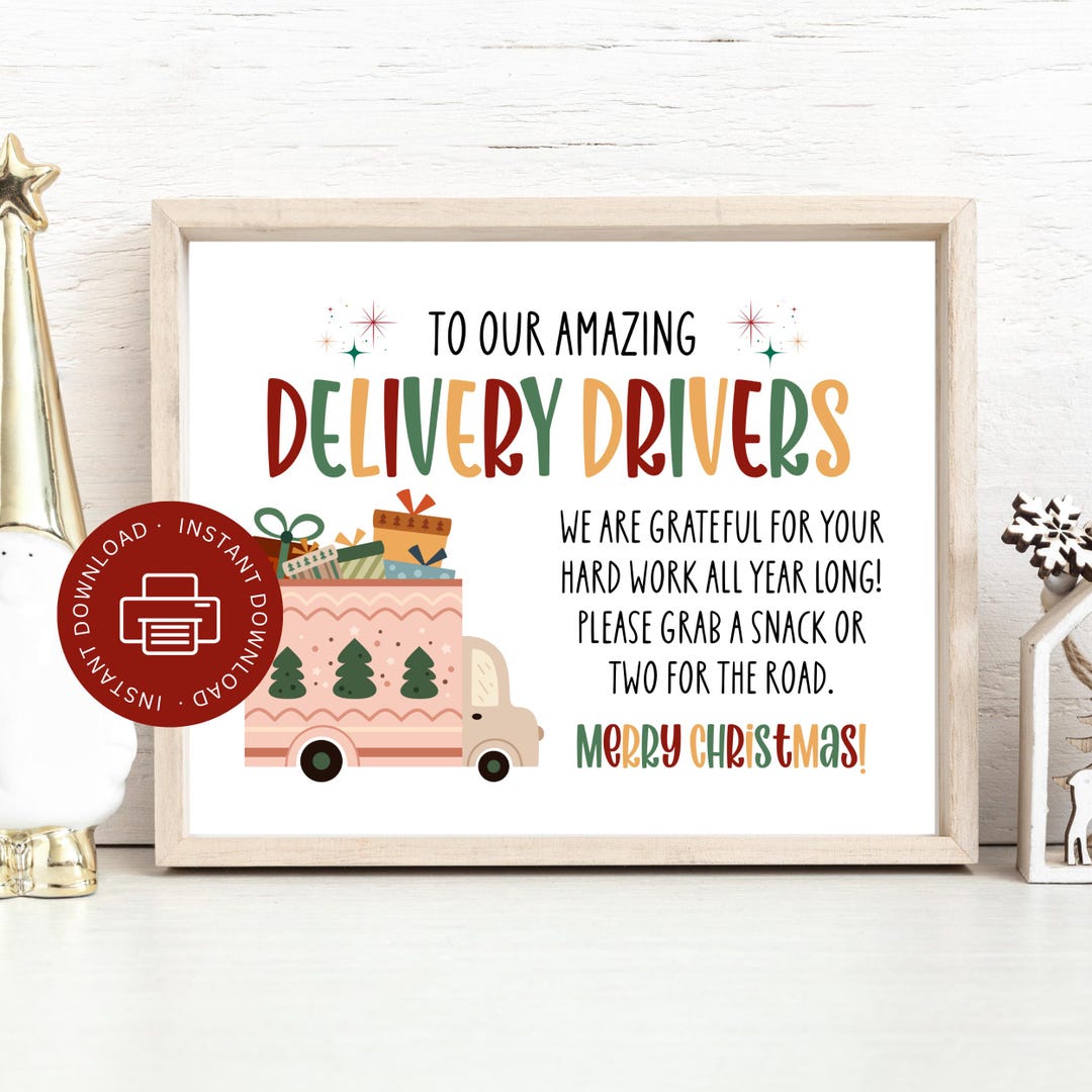 Christmas Delivery Driver Snack Sign Printable 8x10, Holiday Delivery ...