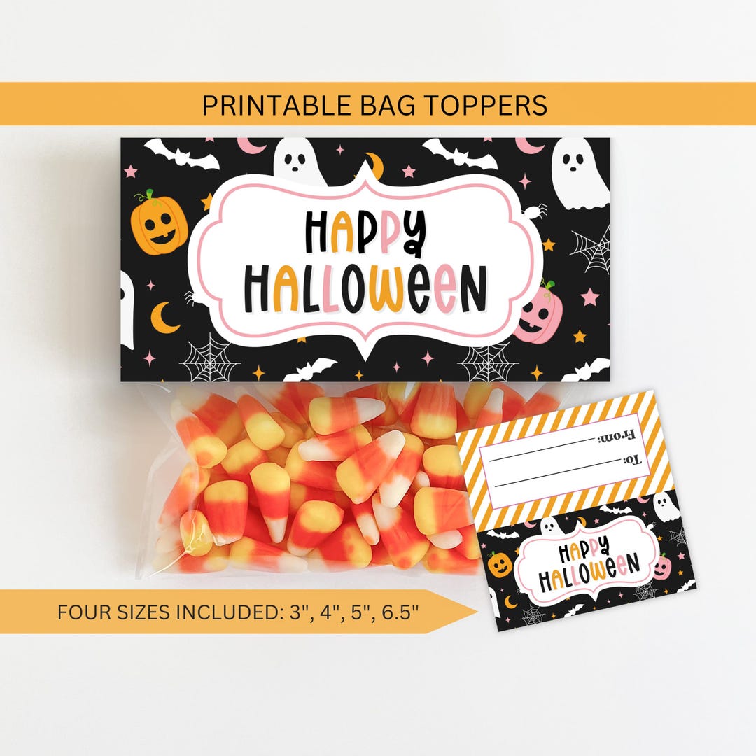Printable Halloween Treat Bag Toppers: Class Treat Candy Cookie ...