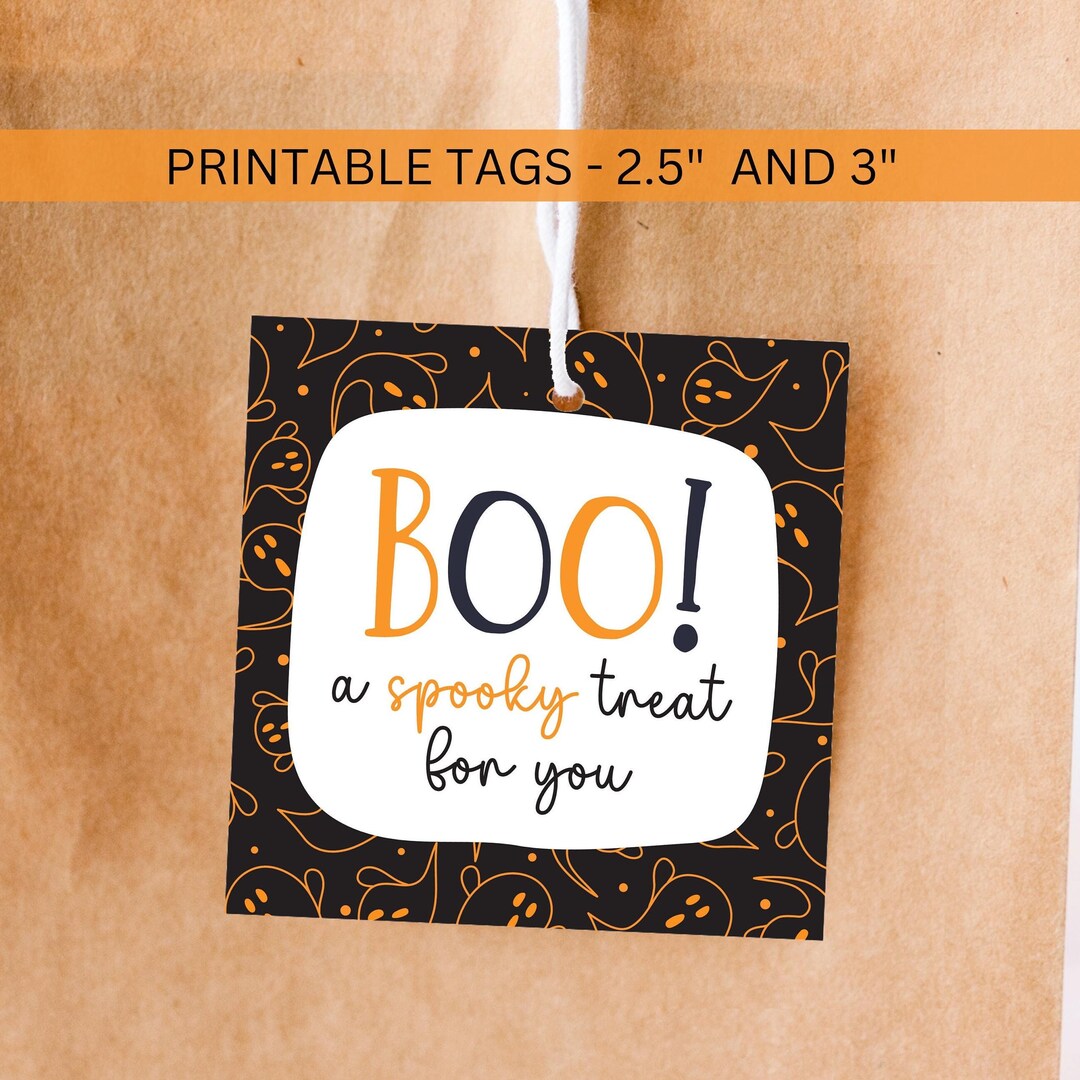 Cookie Tag Halloween Printable, Boo Ghost Downloadable Gift Treat Candy ...