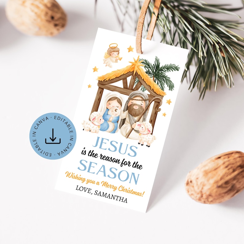 Nativity Christmas Tag Editable, Kids Sunday School Gift Label ...