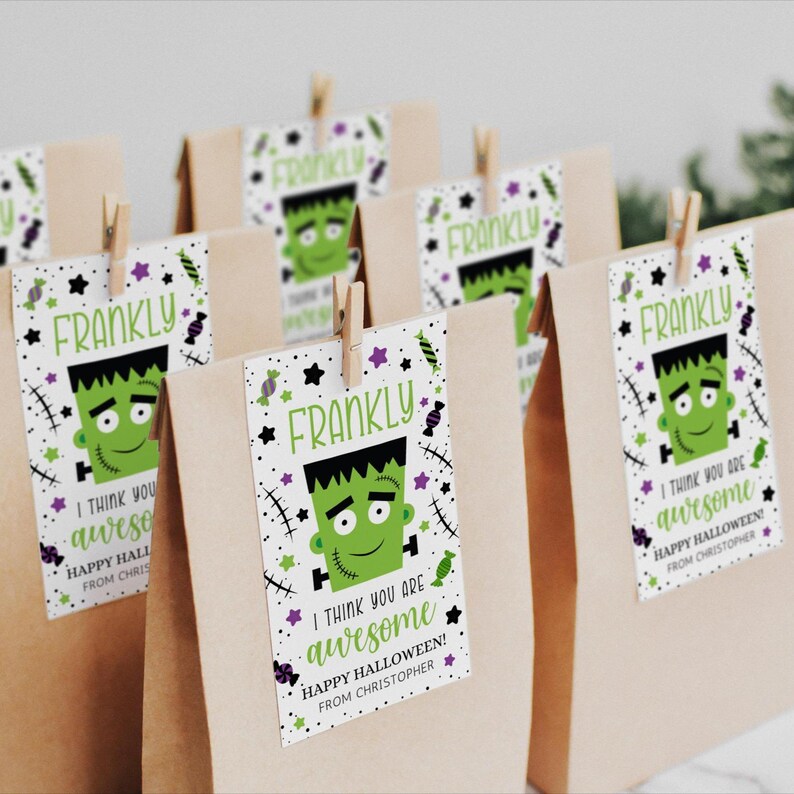 Frankenstein Tag Editable, Boy Halloween Tag Printable, Classroom ...