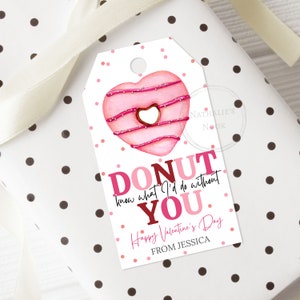 Donut Valentine Tags Editable, Happy Valentine's Day Printable Coworker ...
