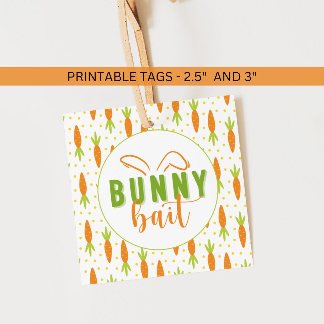 Bunny Bait Cookie Gift Tag Printable: Square Easter Treat Packaging ...