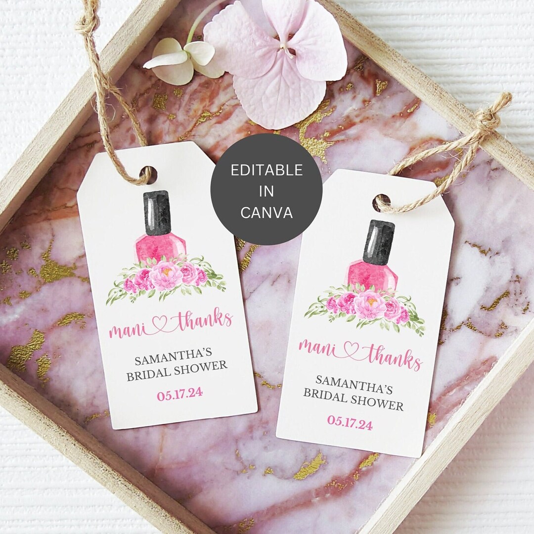 Mani Thanks Gift Tag Editable Bridesmaid Nail Polish Gift Tag for ...