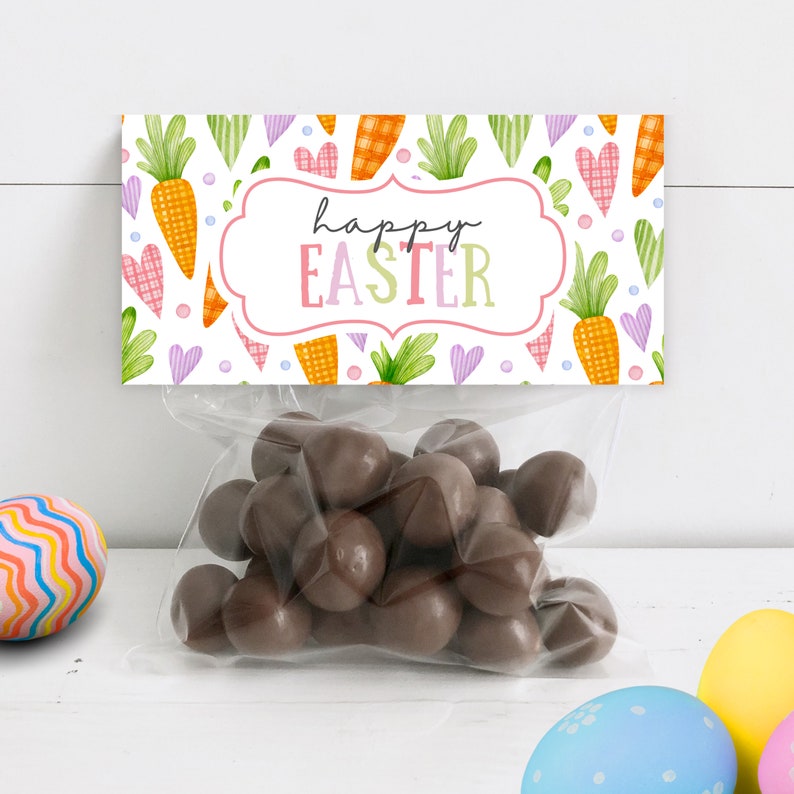 Easter Treat Bag Topper Printable for Kids Favors, Happy Easter Cookie ...