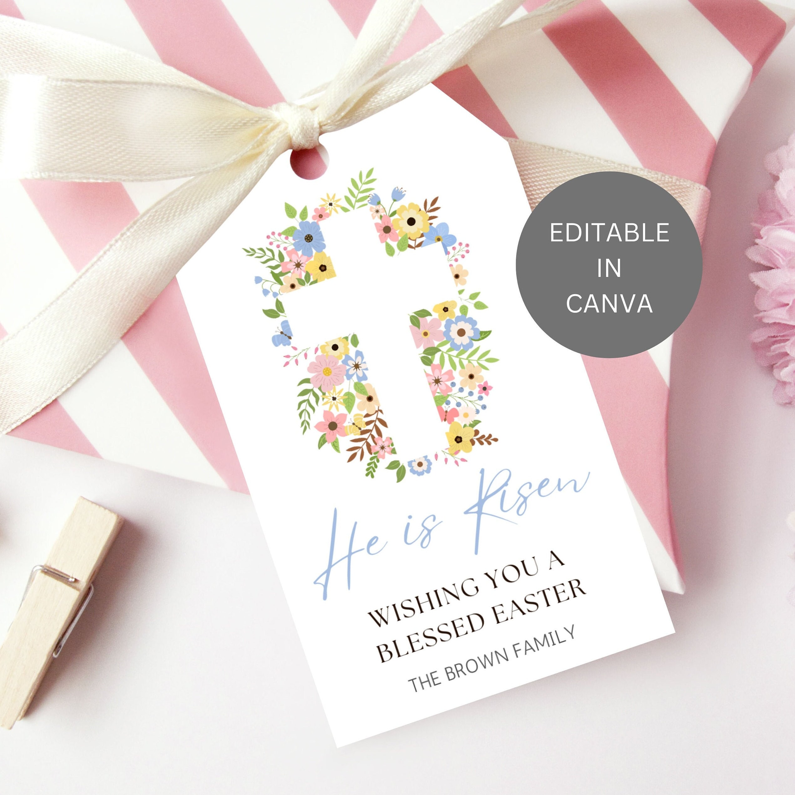 He is Risen Easter Gift Tag Printable, Editable Jesus Religious Cookie ...