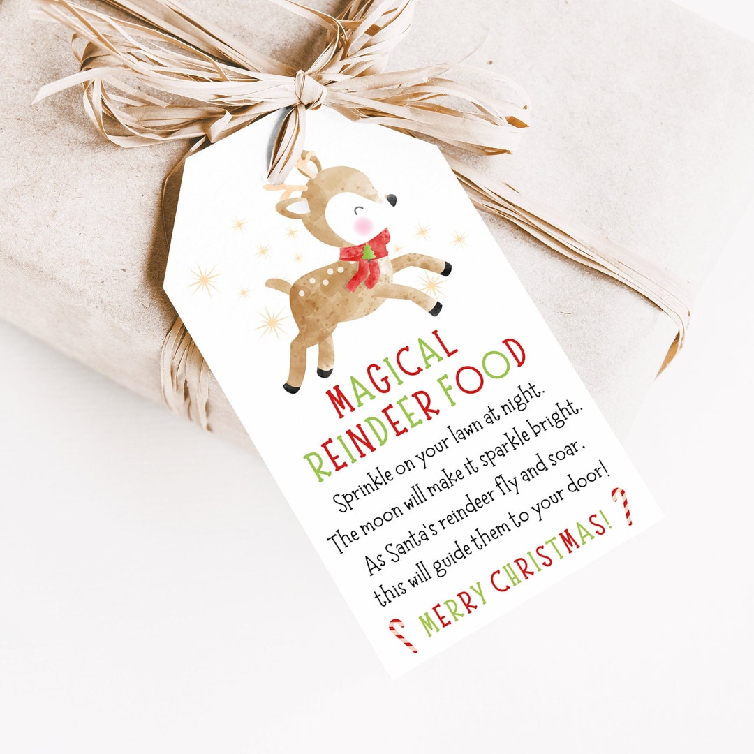 Magical Reindeer Food Tag Christmas Printable Label, Magic Reindeer ...
