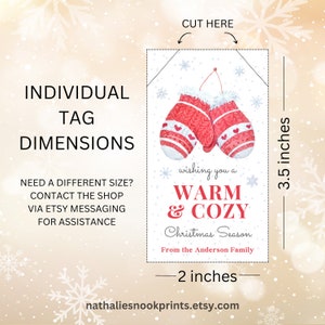 Warm and Cozy Christmas Tag Printable, Mittens Holiday Gift Label for ...