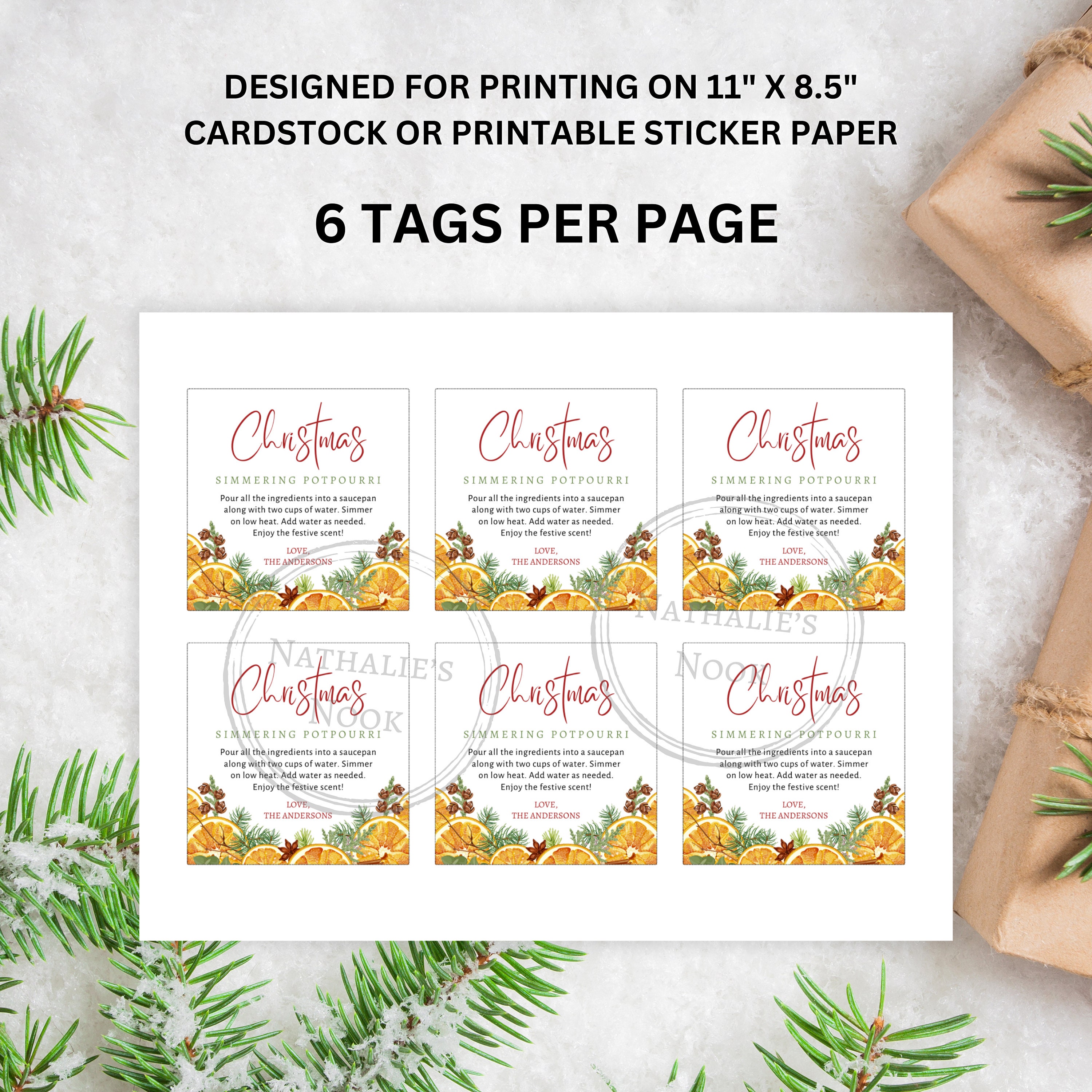 Simmering Christmas Stovetop Potpourri Tag Printable, Homemade Holiday ...