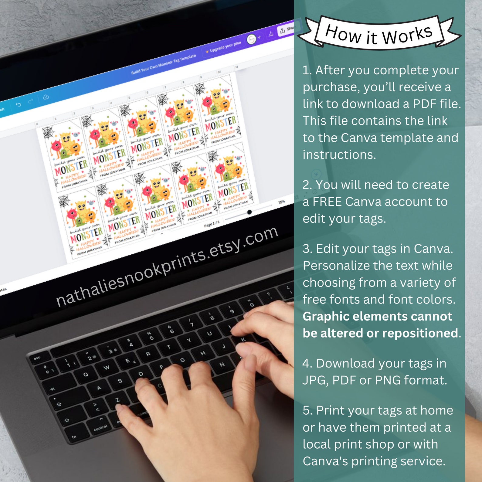 Build Your Own Monster Printable Tag Editable, Make Your Own Monster ...