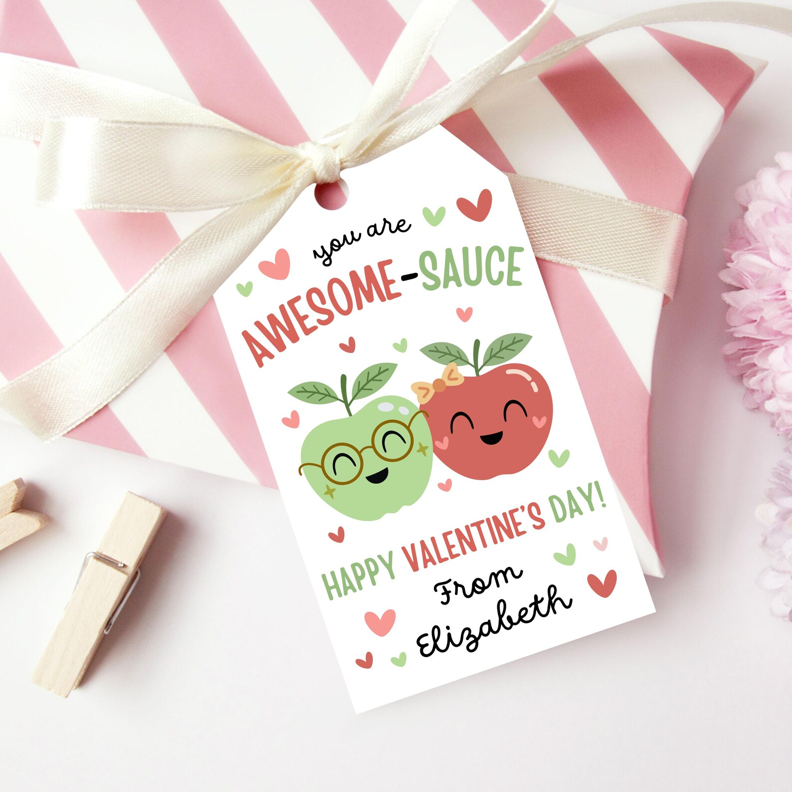 Applesauce Tag Valentine Printable, Awesome Sauce Happy Valentine's Day ...