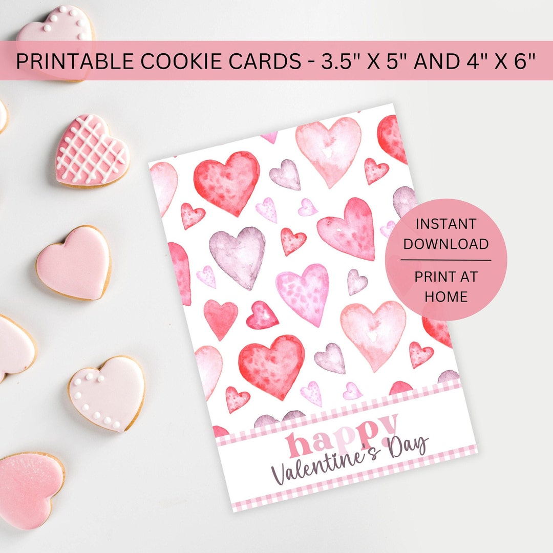 4x6 Valentine Cookie Card Mini Box Backer Printable, Downloadable 4 X 6 ...