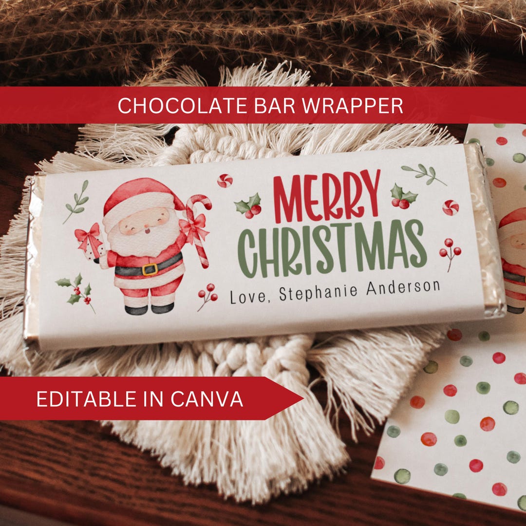 Printable Merry Christmas Chocolate Bar Wrapper: Editable Kids Holiday ...