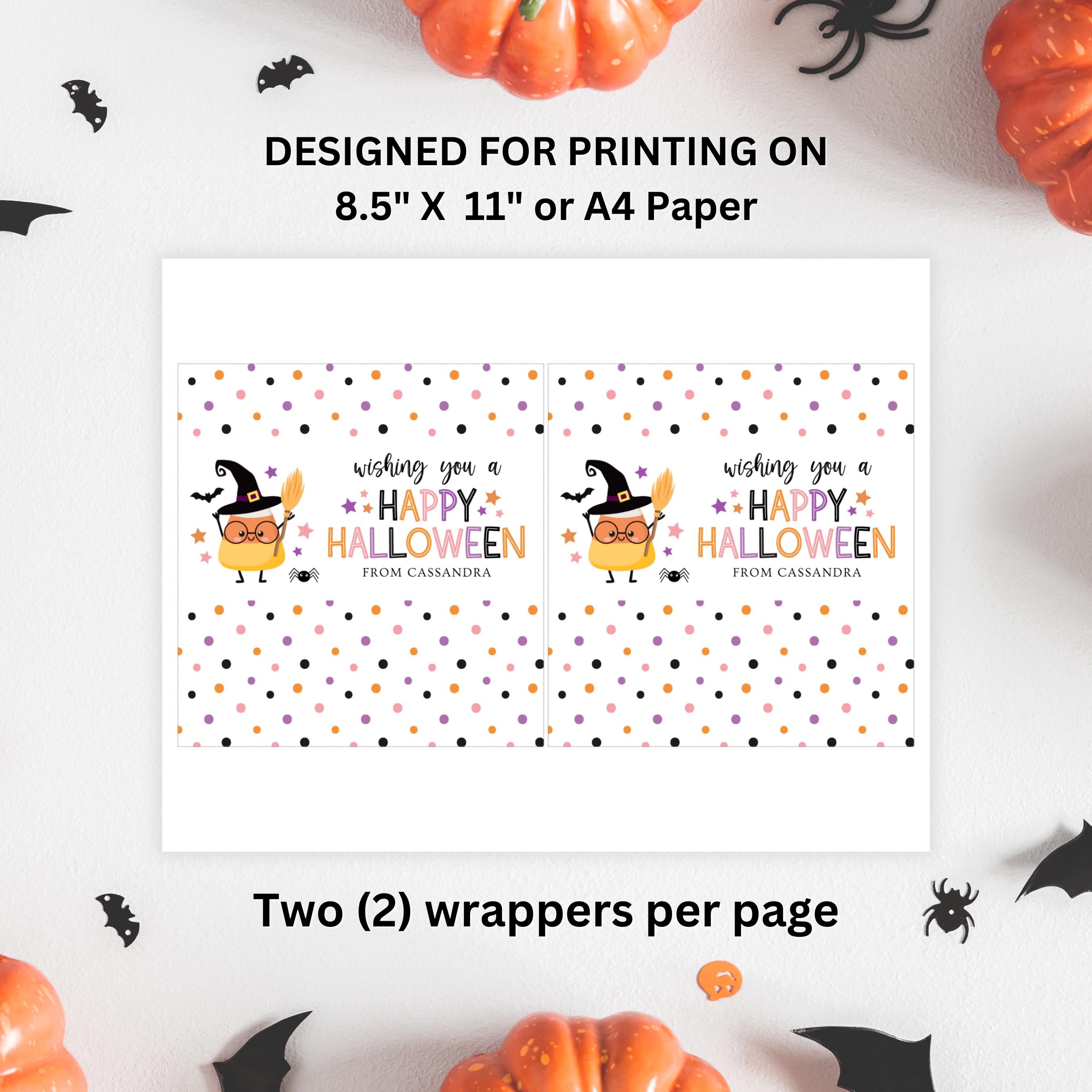 Halloween Chocolate Bar Wrapper Editable, Customizable Printable Candy ...