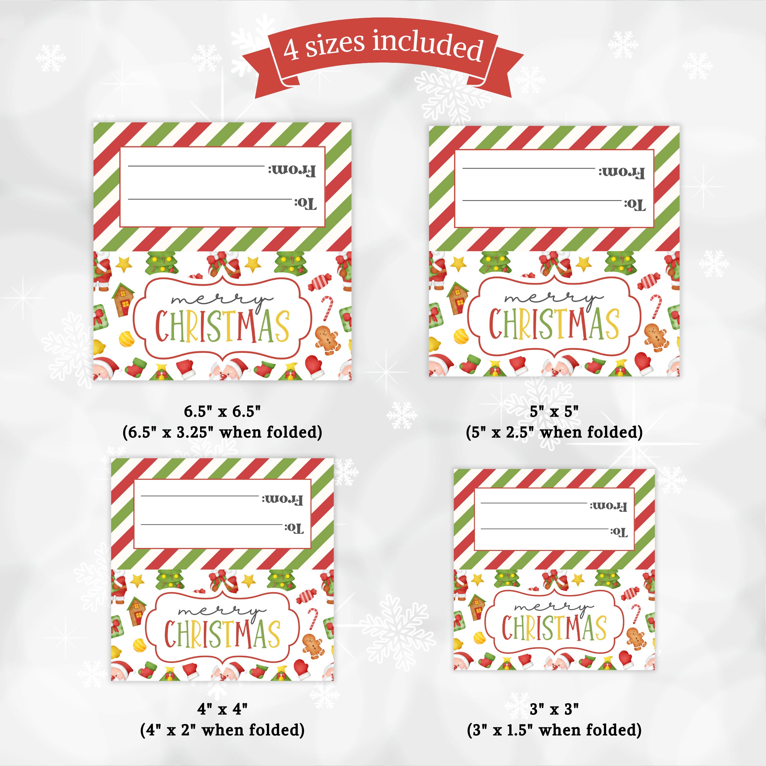Printable Merry Christmas Treat Bag Toppers: Holiday Cookie Candy Treat ...