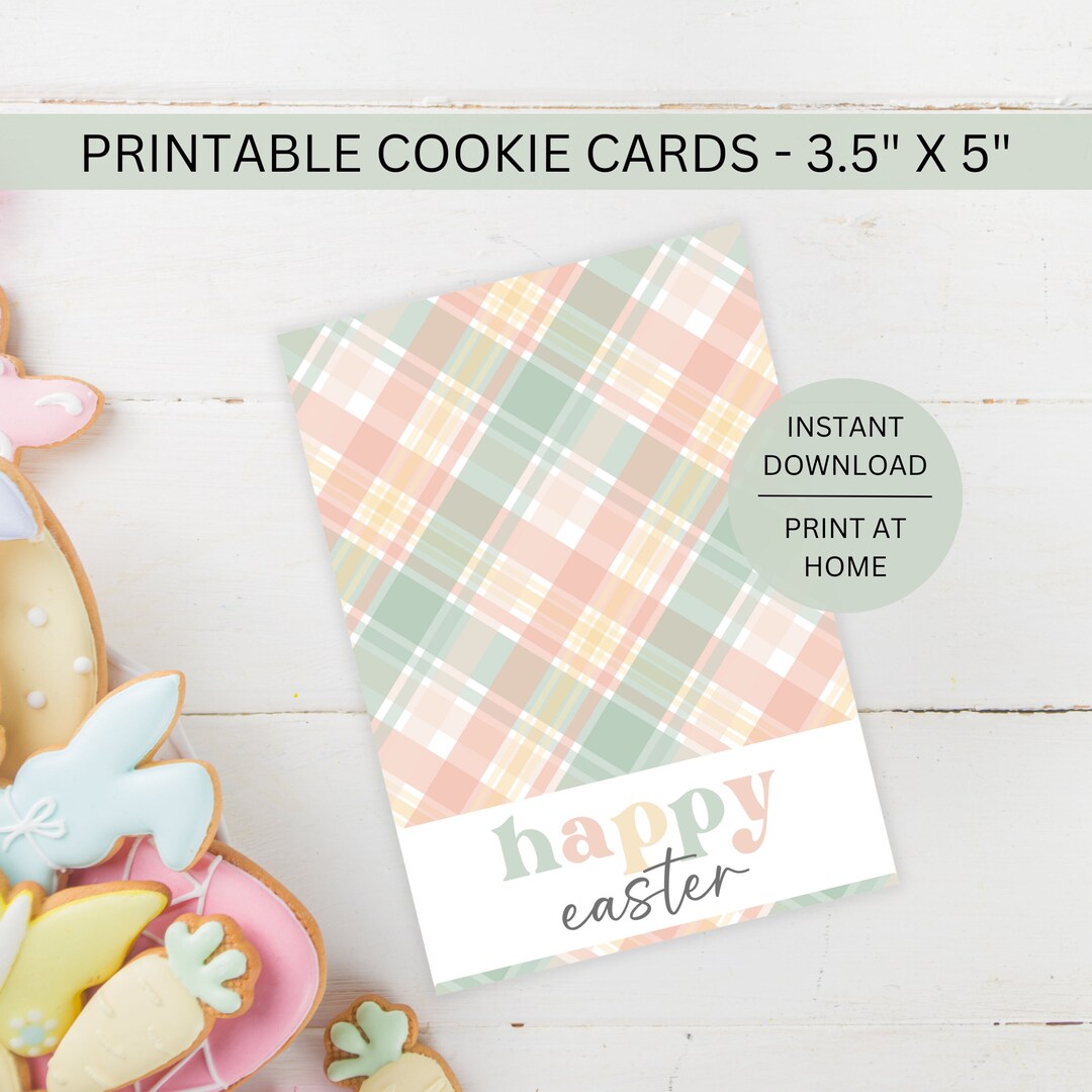 Easter Cookie Card Printable for Kids Treats Downloadable, Spring ...