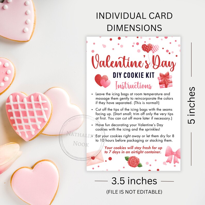 DIY Valentine's Day Cookie Instructions Card Printable, Do It Yourself ...