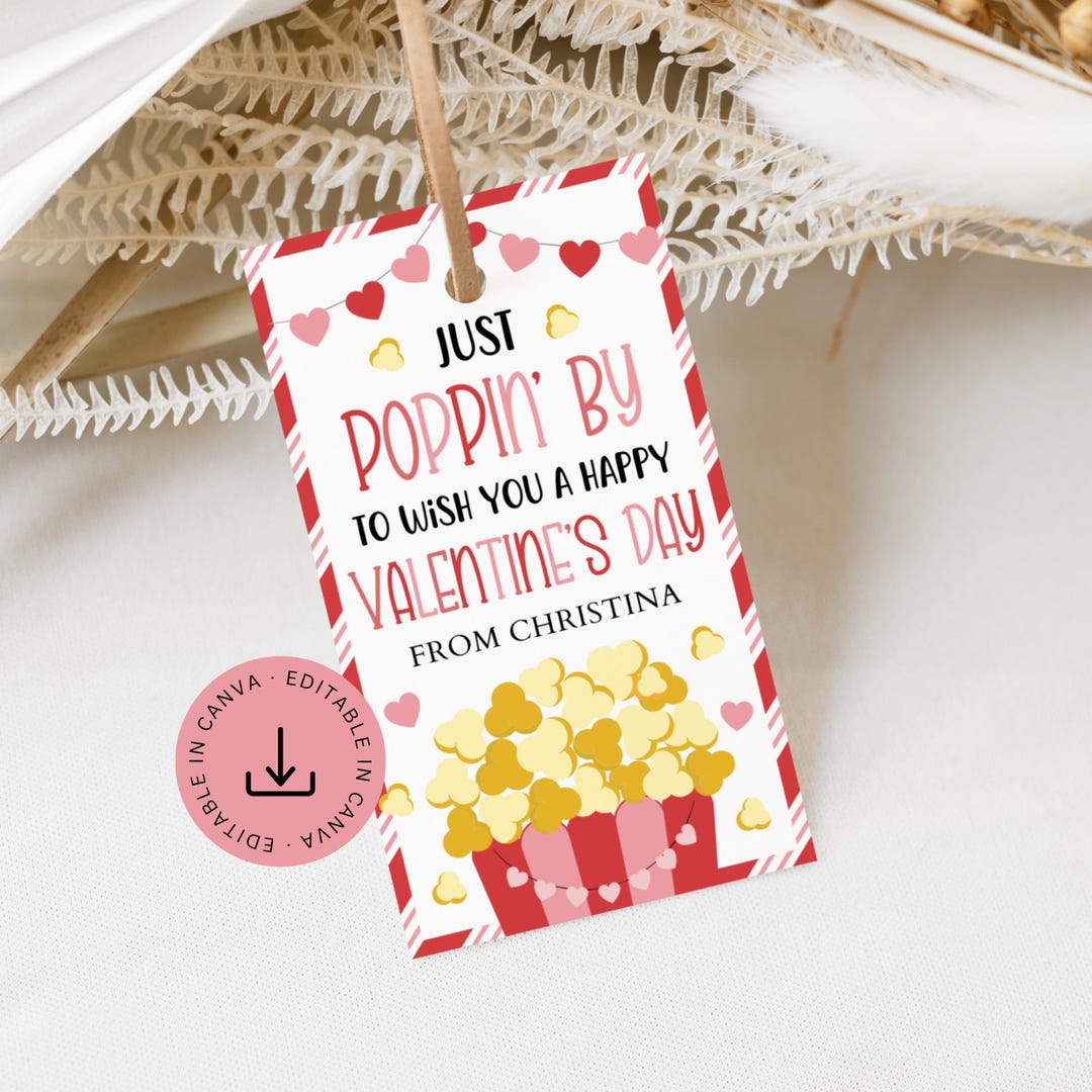 Popcorn Valentine Tag Printable: Poppin' by Happy Valentine's Day ...