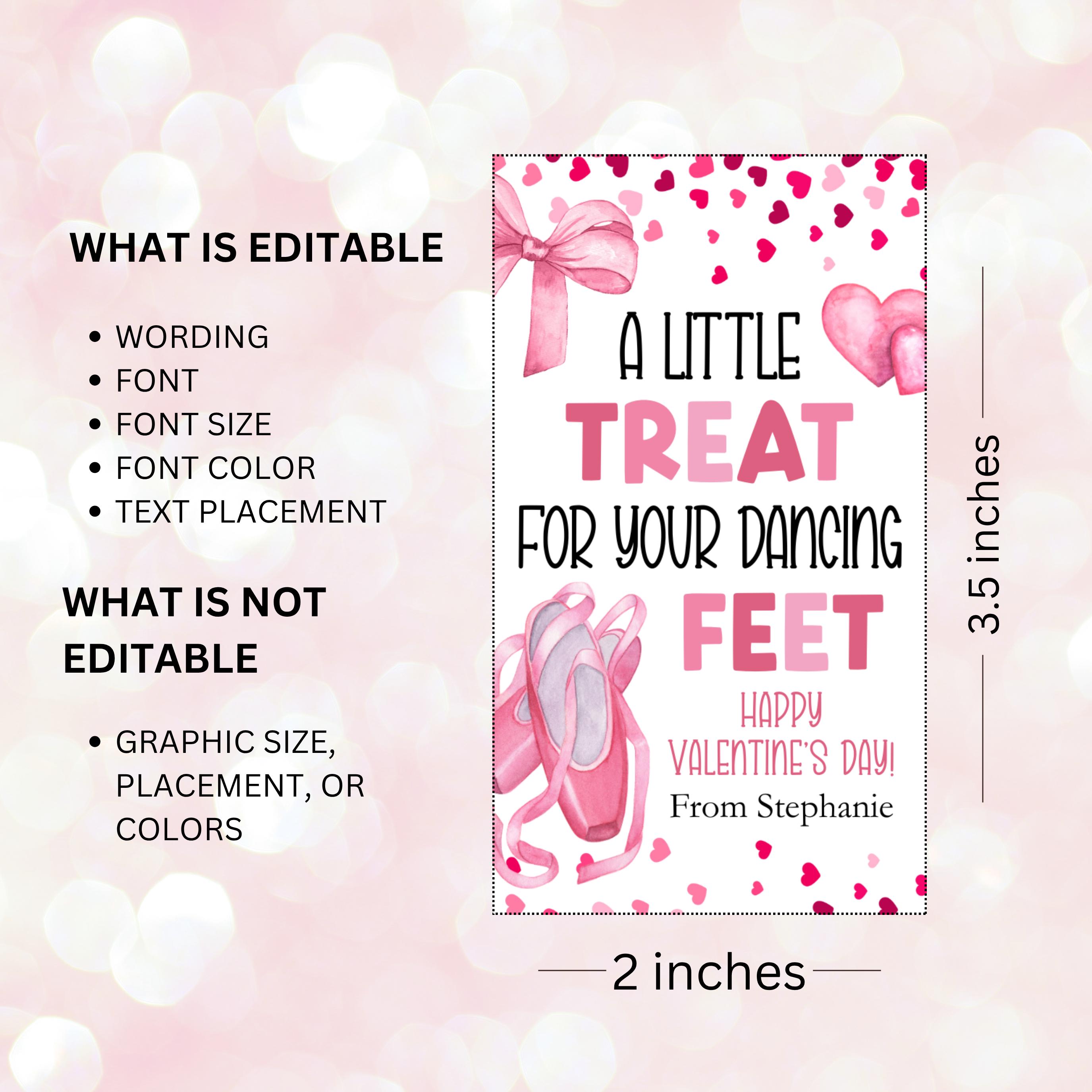 Editable Valentine's Day Ballet Tag: Printable Dance Team Class Teacher ...