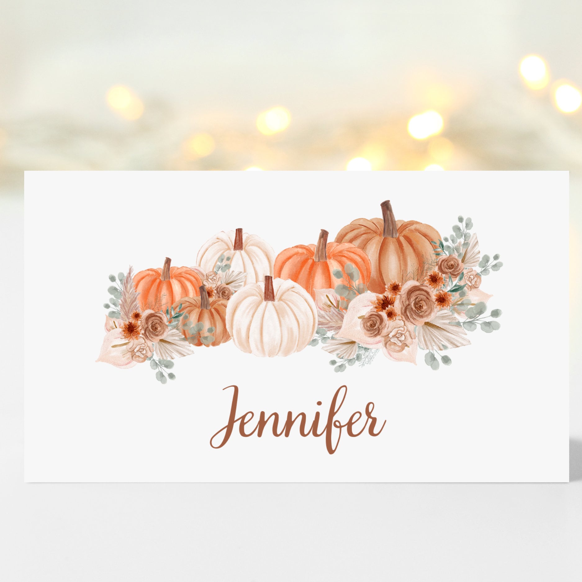 Thanksgiving Name Cards Editable, Fall Pumpkins Name Place Tag Table ...